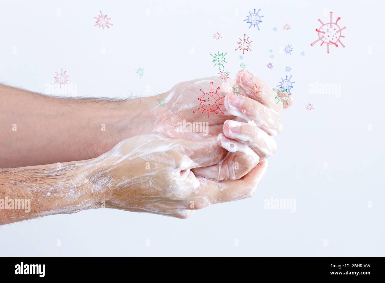 Close up image of washing hand against white background Stock Photo - Alamy
