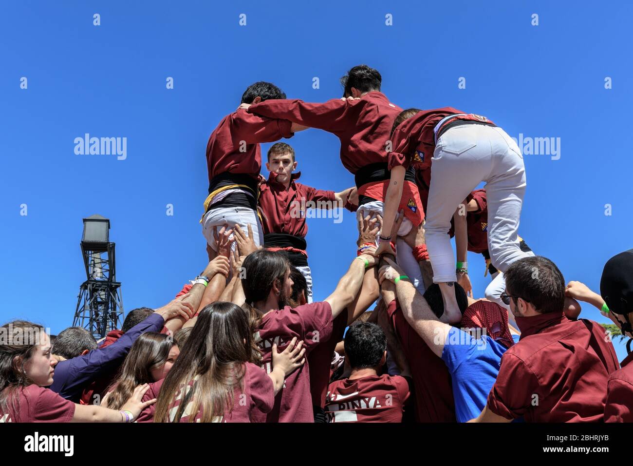 Castellers, people building a traditional Spanish castell or human ...