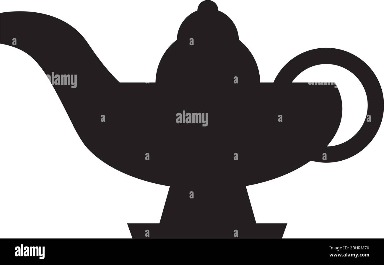 ramadan concept, islamic oil lamp icon over white background, line ...