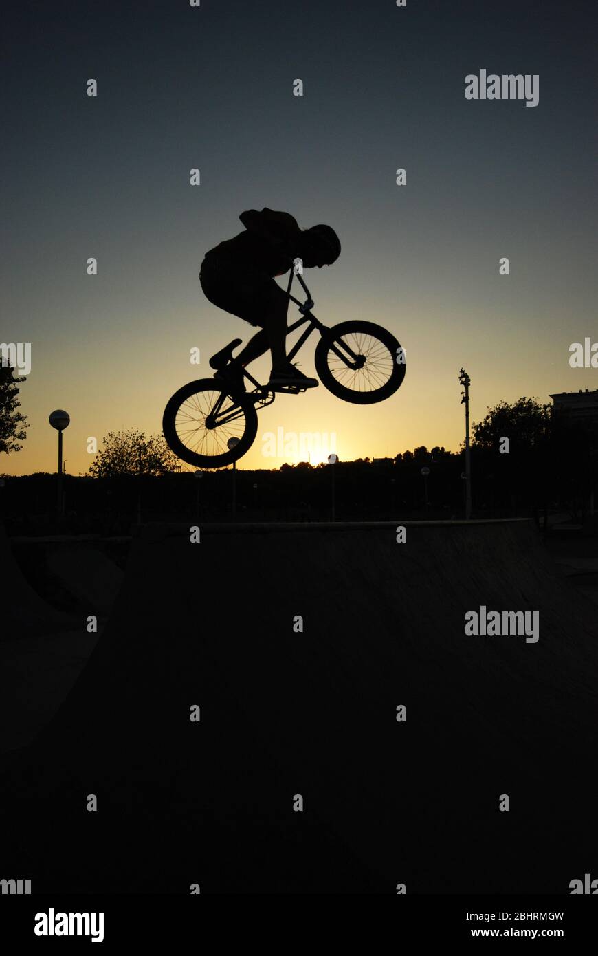 Photo-session of street stunt, jumping with bmx Stock Photo - Alamy
