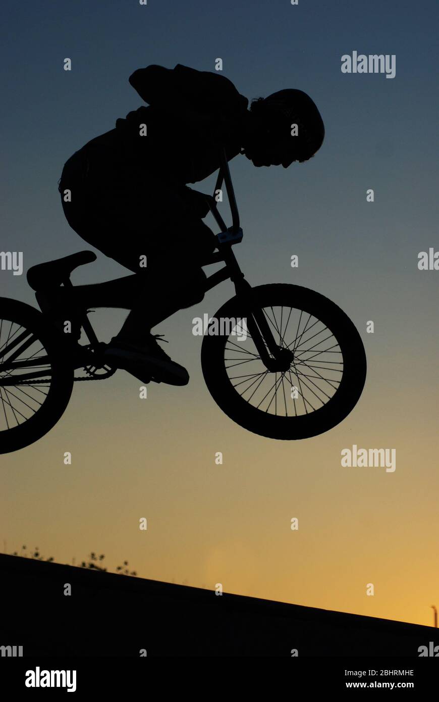 Photo-session of street stunt, jumping with bmx Stock Photo - Alamy