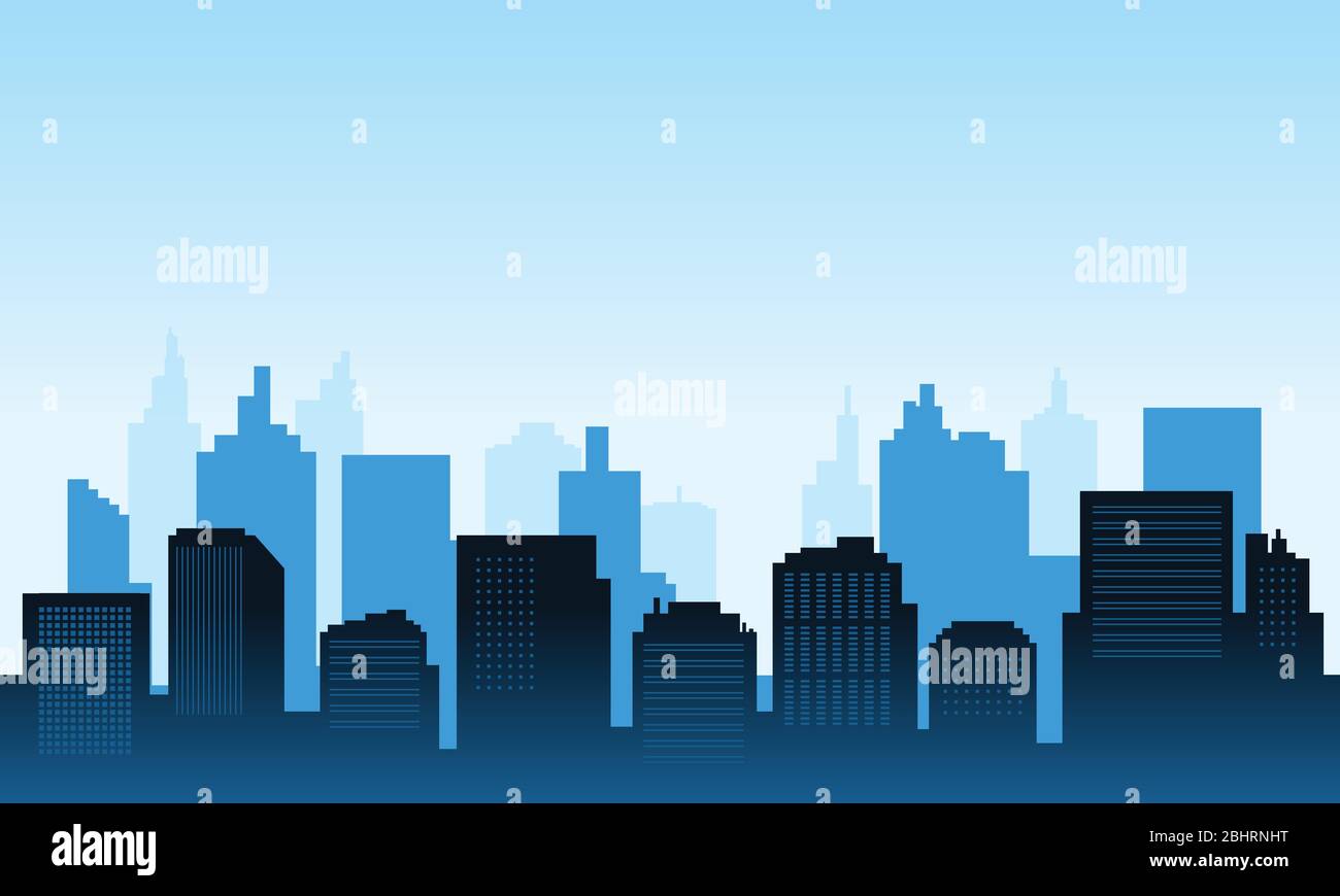 City of blue color background daylight panorame Stock Vector Image ...
