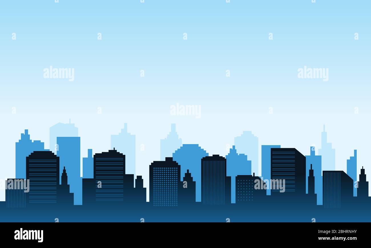 City of blue color background daylight panorame Stock Vector Image ...