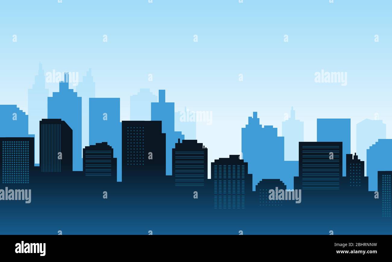 City of blue color background daylight panorame Stock Vector Image ...