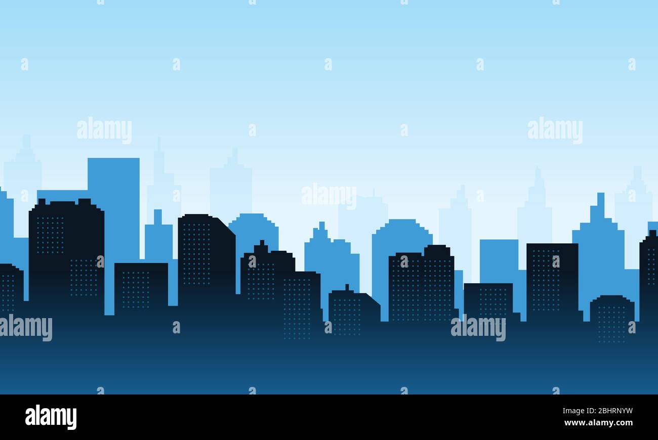 City of blue color background daylight panorame Stock Vector Image ...