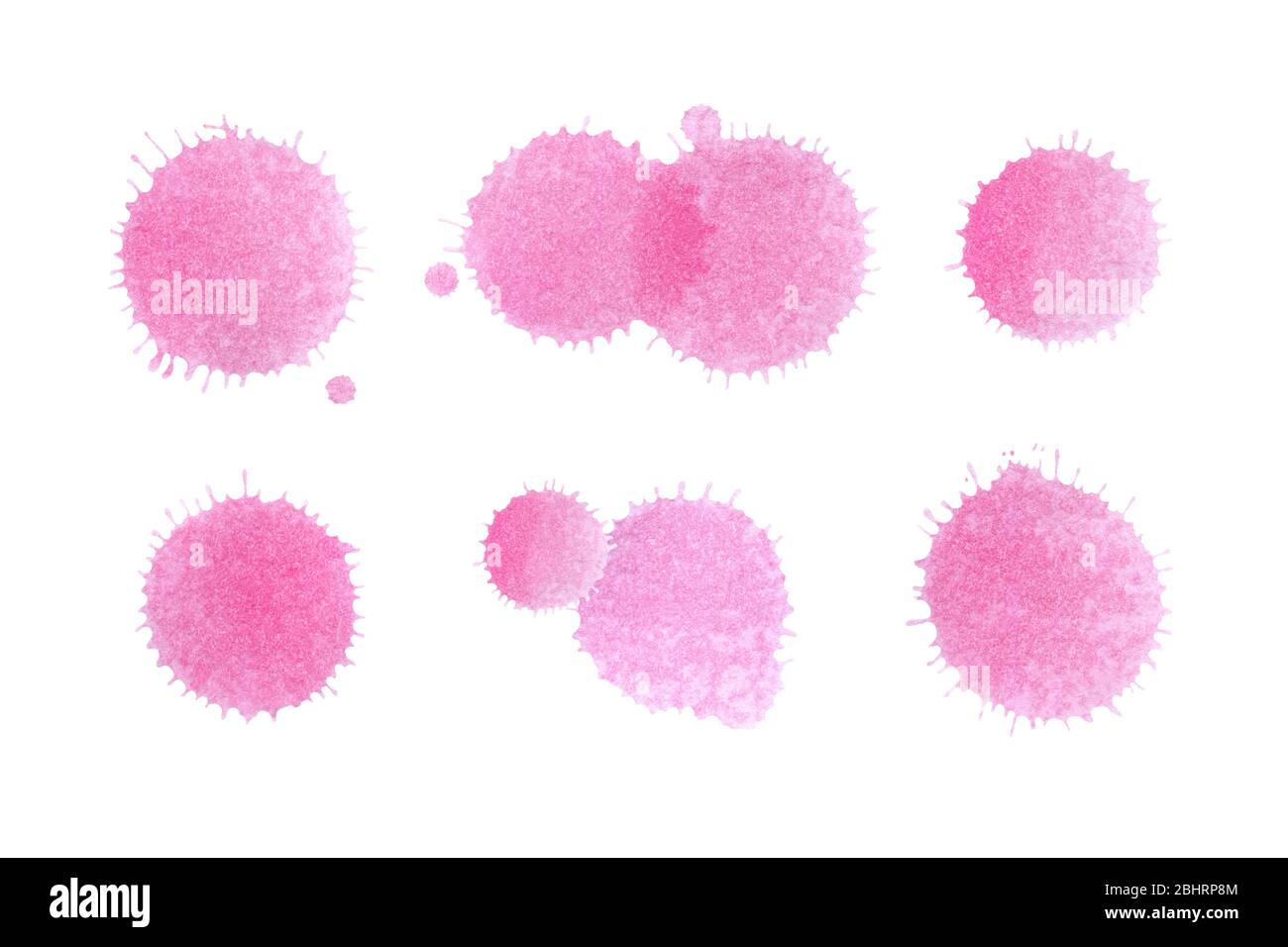 Soft pink watercolor splashes set. Watercolor hand paint pink art ...