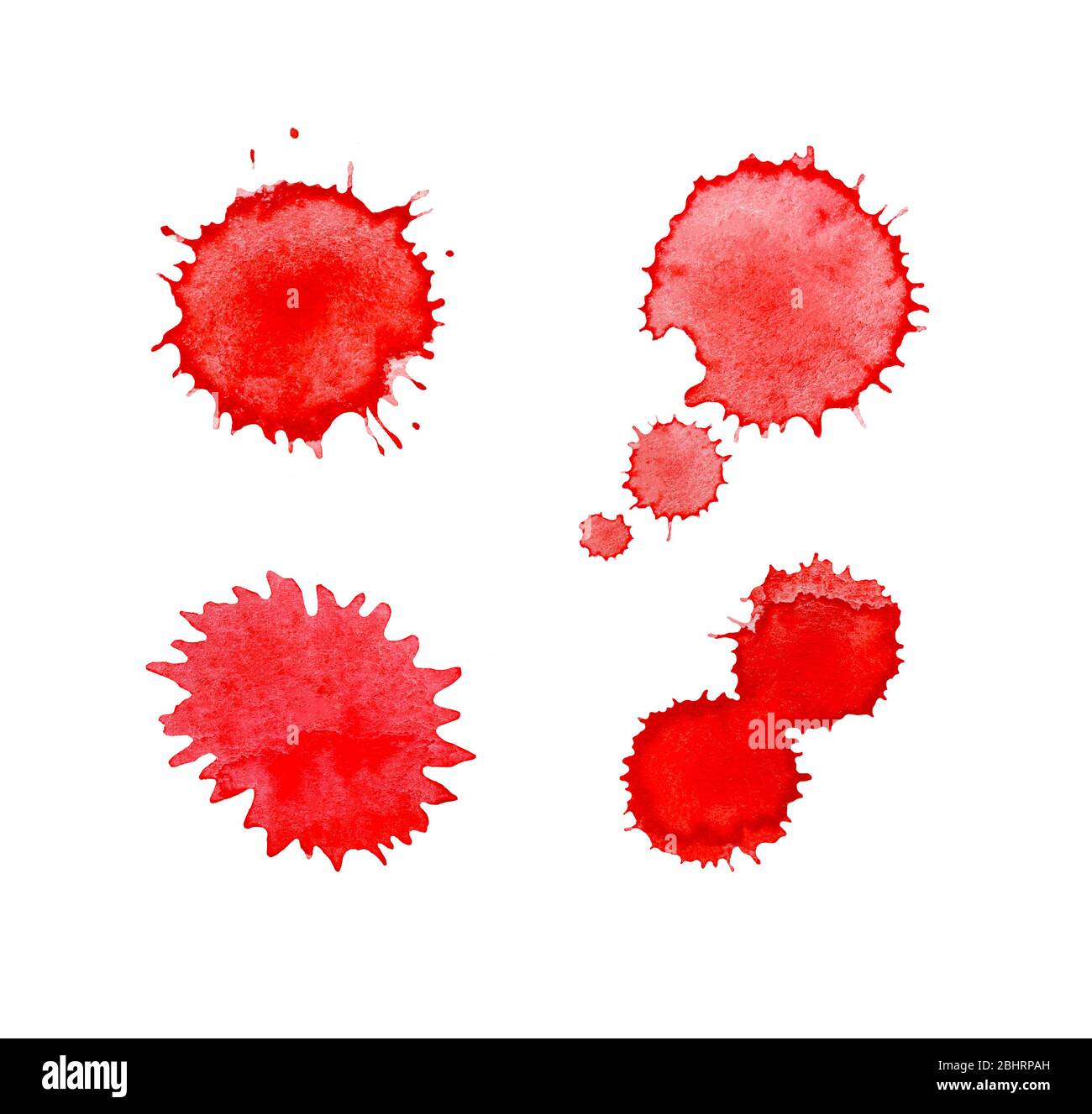 Blood red splatters isolated on white background Stock Photo - Alamy