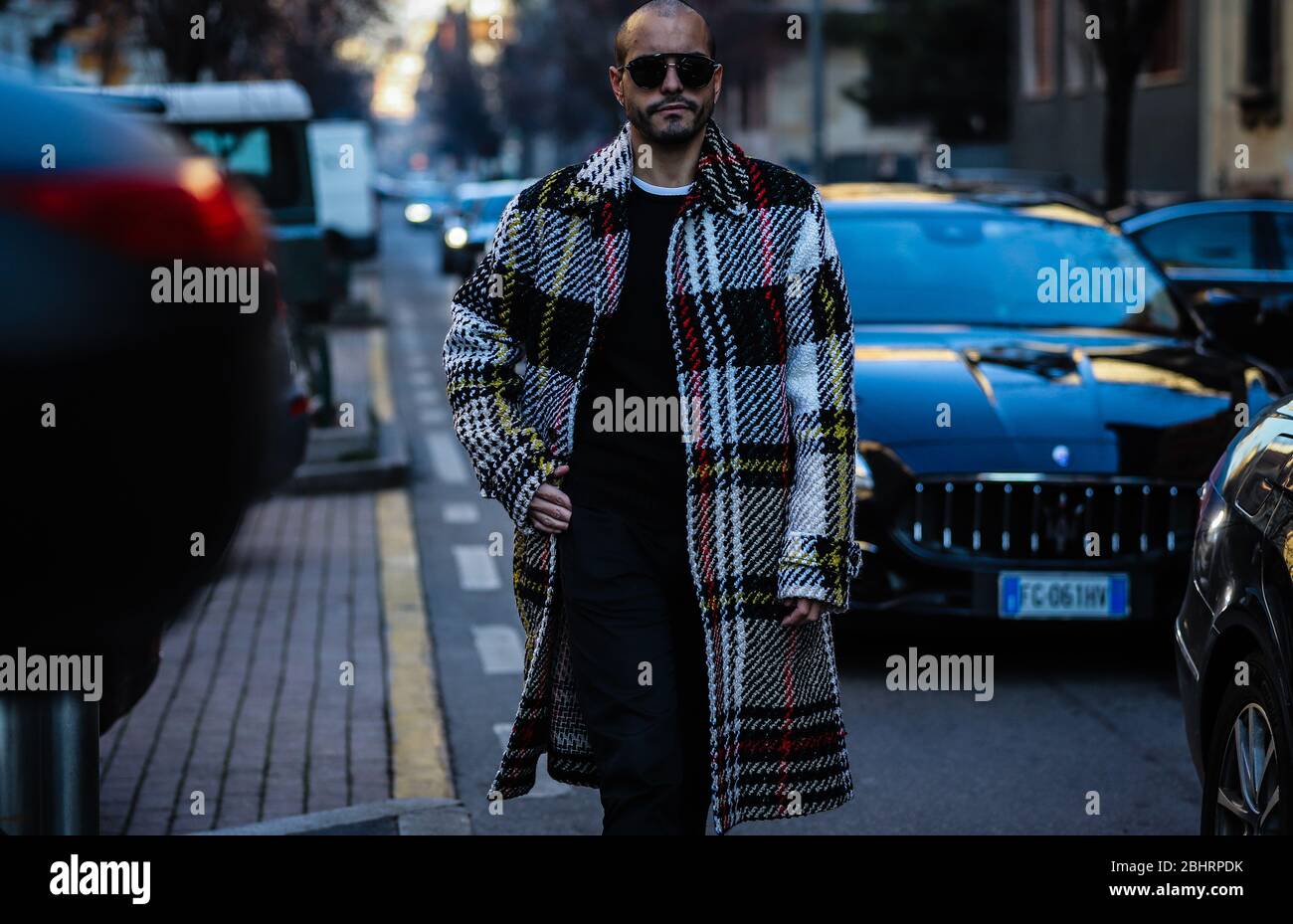 MILAN, Italy- January 11 2020: Lorenzo De Caro on the street during the ...