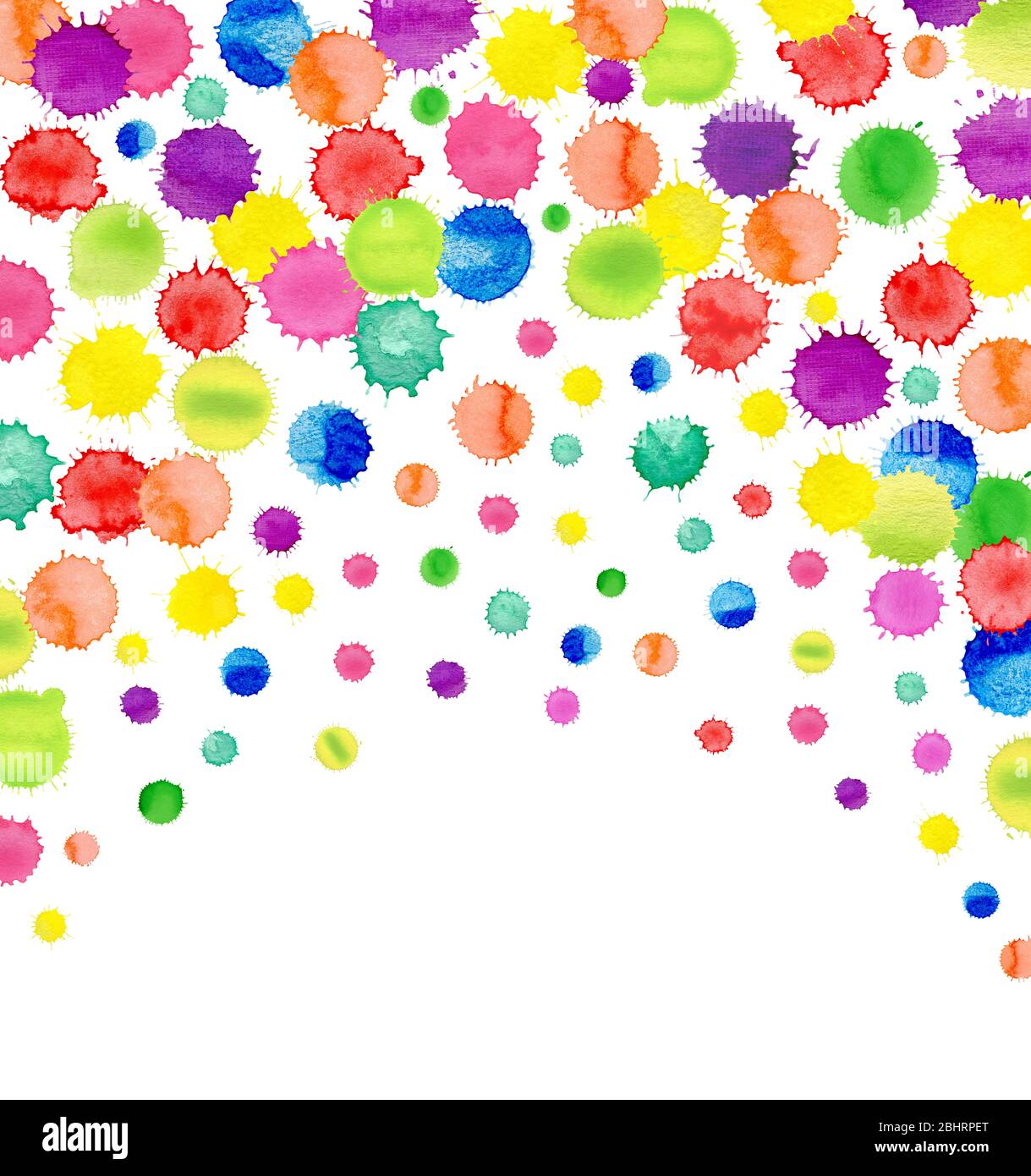 Colorful paint watercolor pattern. Rainbow confetti border with space ...