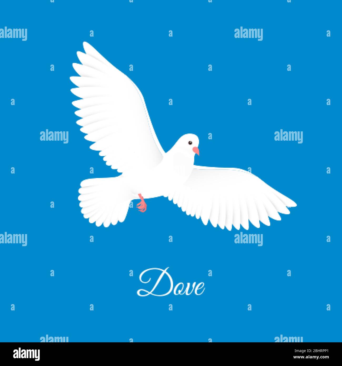 White dove. Free bird in sky. Paper pigeon silhouette. Vector ...