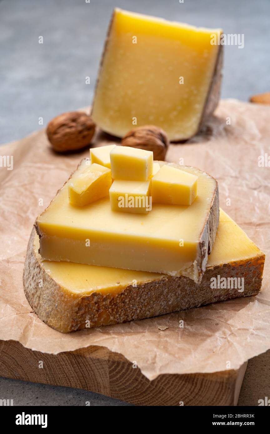 French cheese Comte, three varieties 1 year matured Prestige, fruity ...