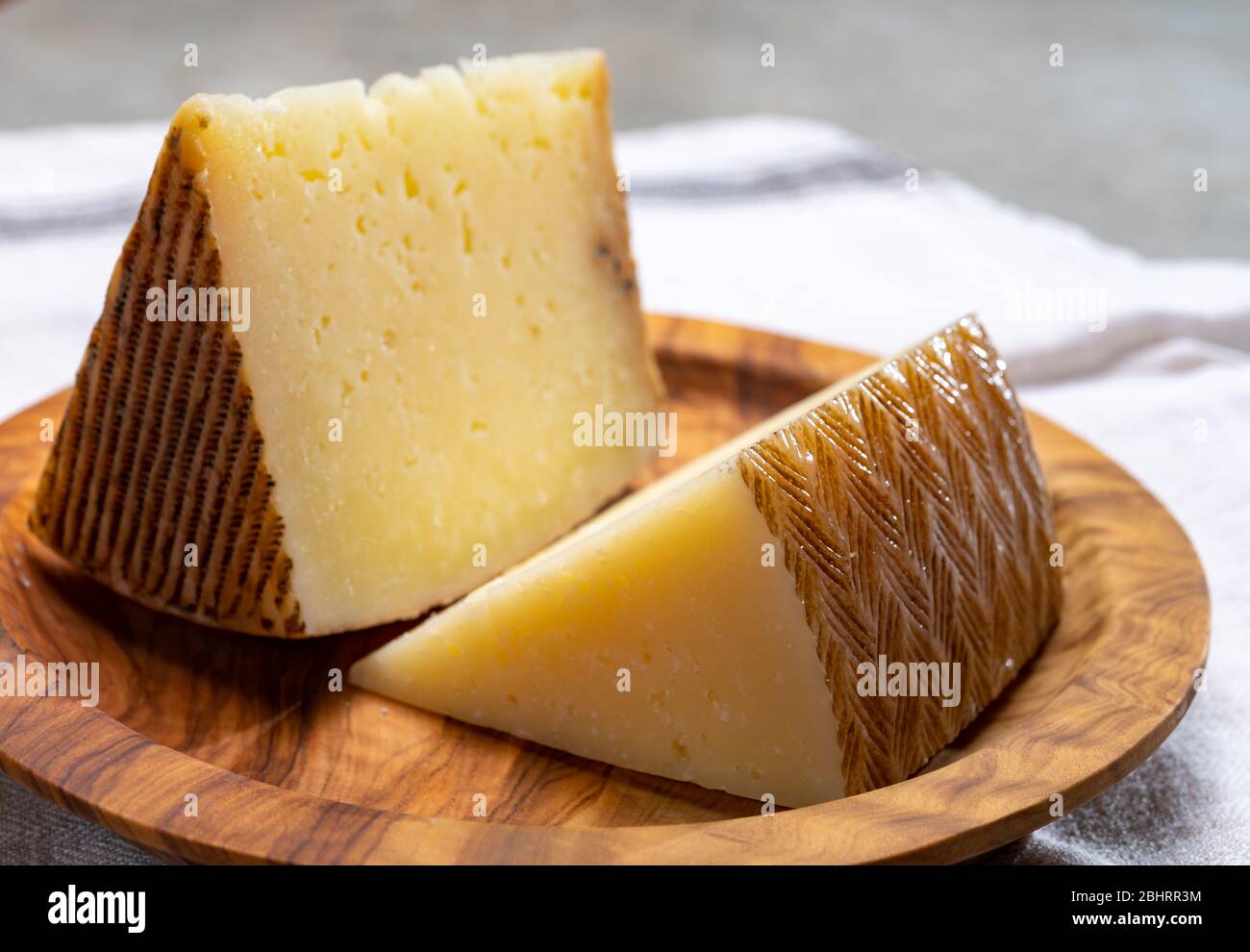 Spanish cheese manchego made from sheep milk close up Stock Photo - Alamy