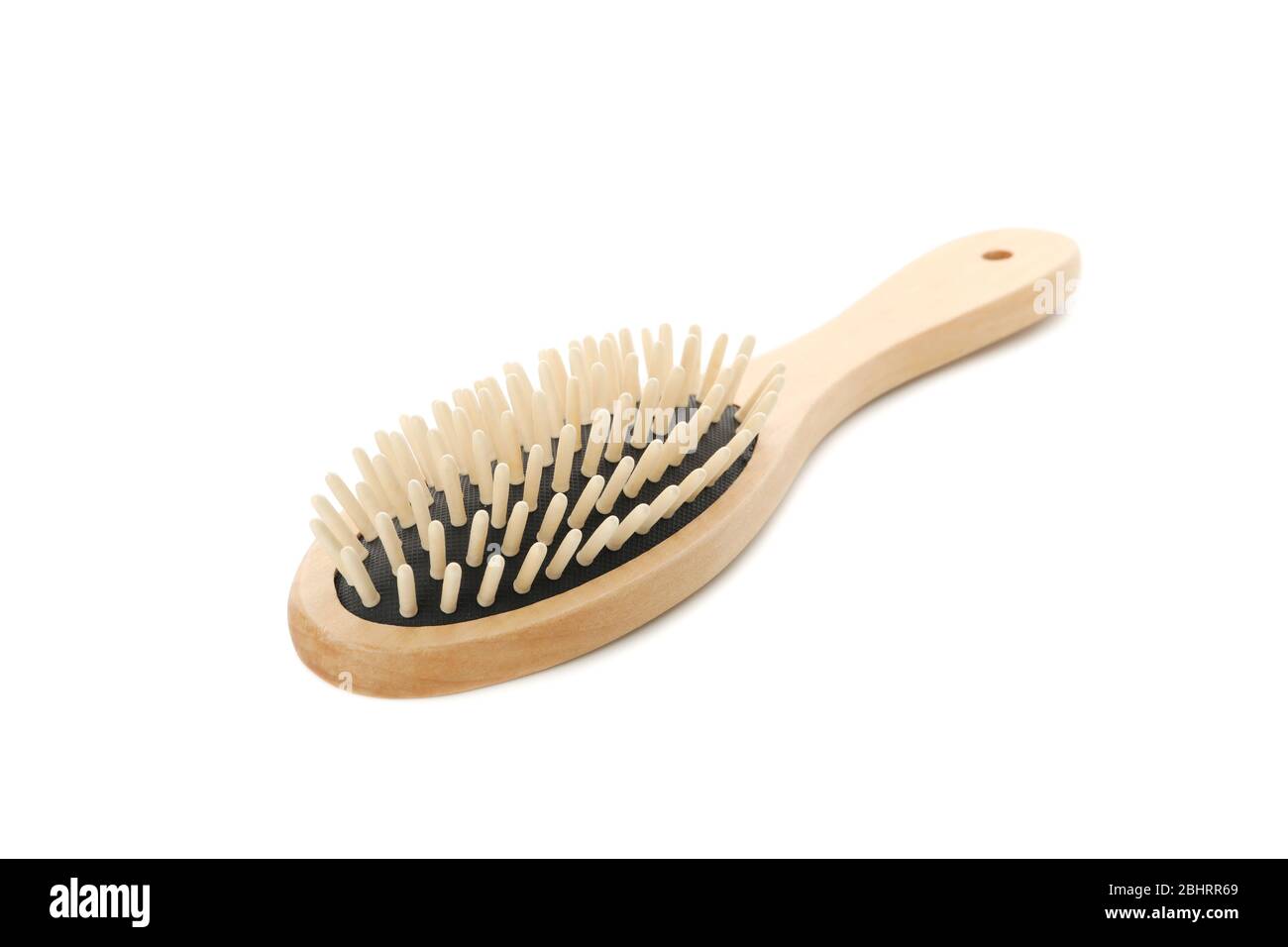 Wooden hair brush isolated on white background Stock Photo - Alamy