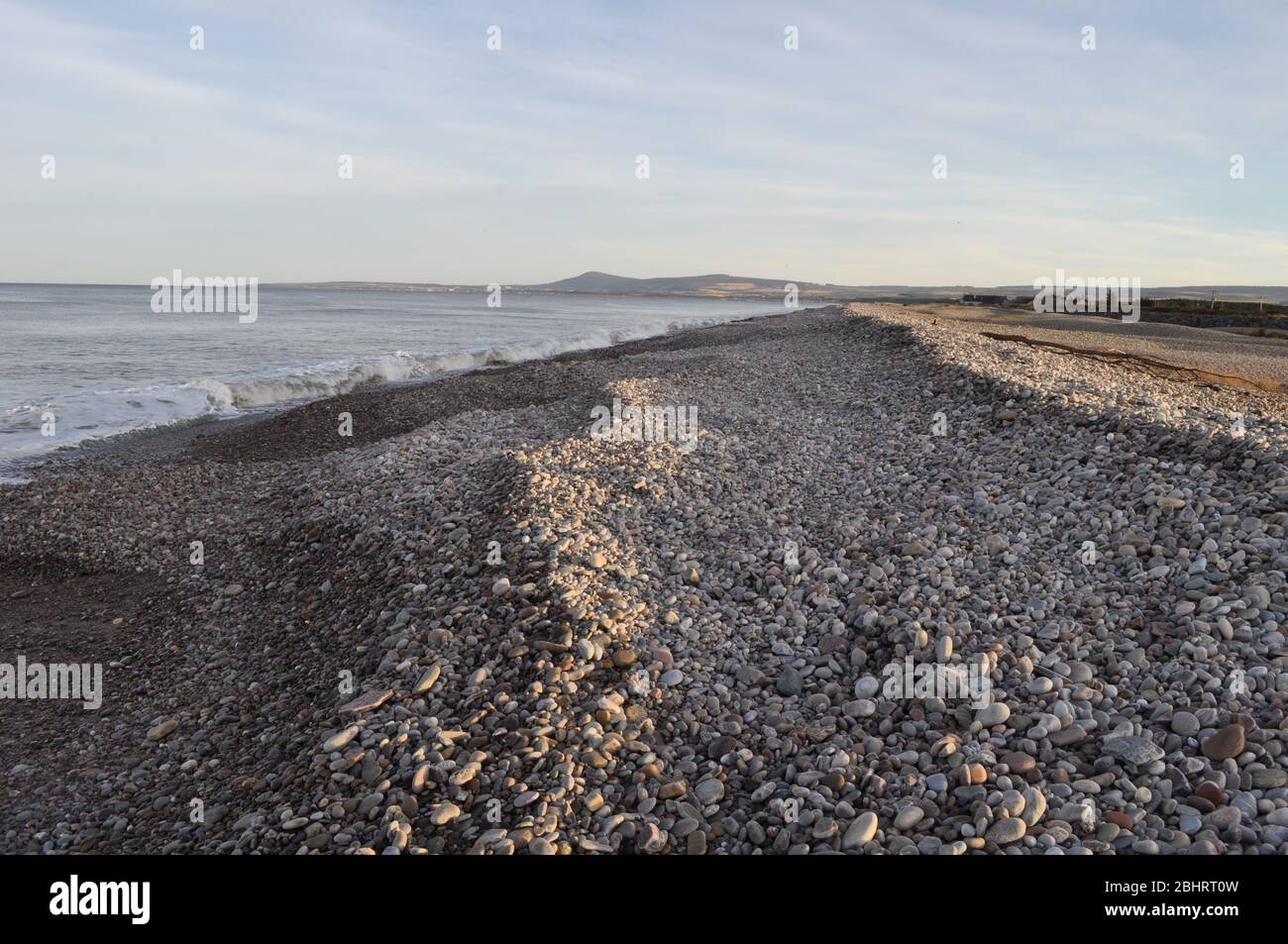 Pebble beach, Spey Bay, Moray, Scotland close to the Scottish Dolphin ...