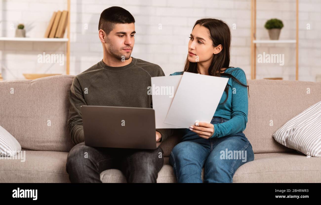 Couple having financial problems, managing family budget Stock Photo ...