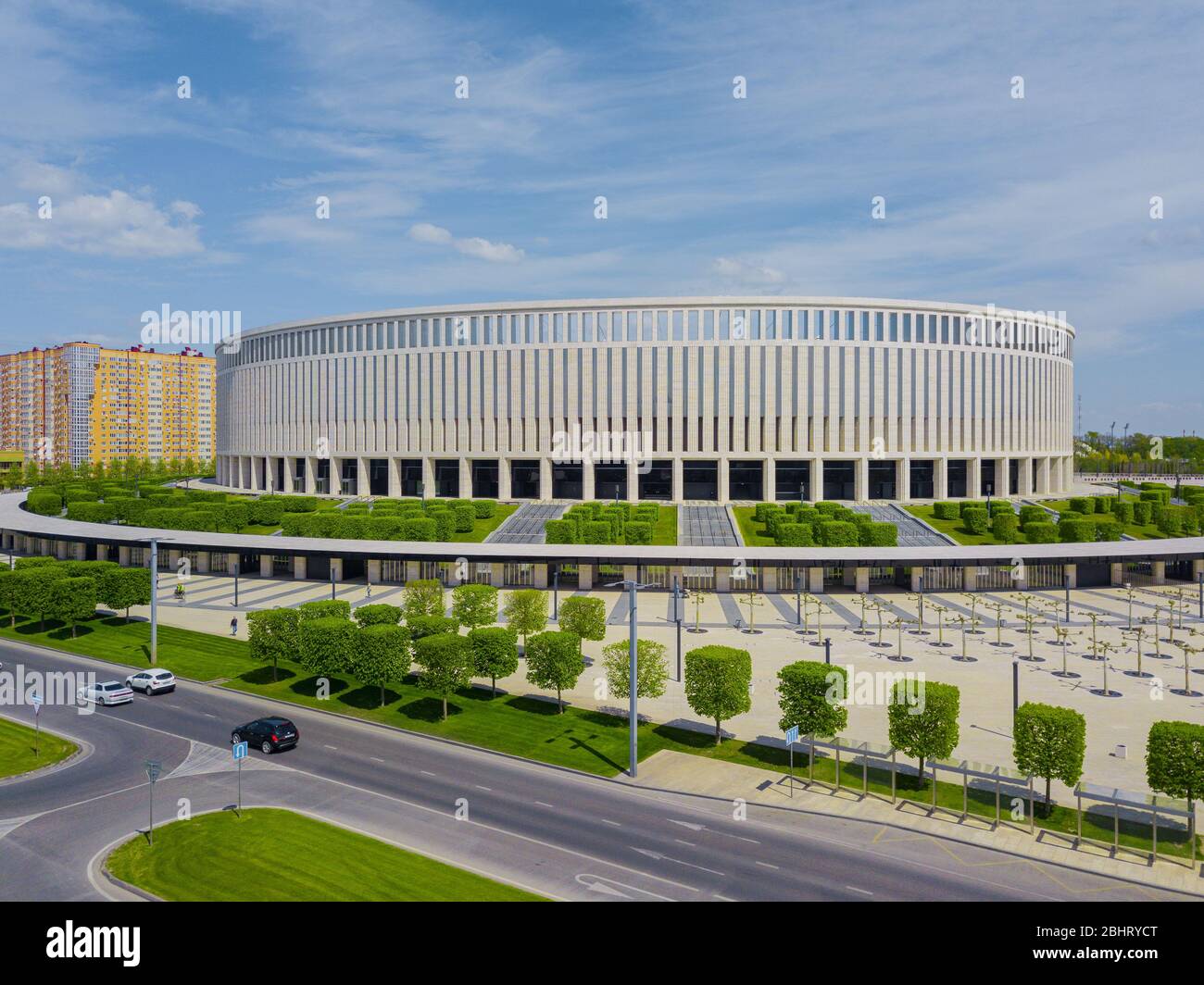 Krasnodar cityscape and FC Krasnodar stadium from aerial view Stock ...