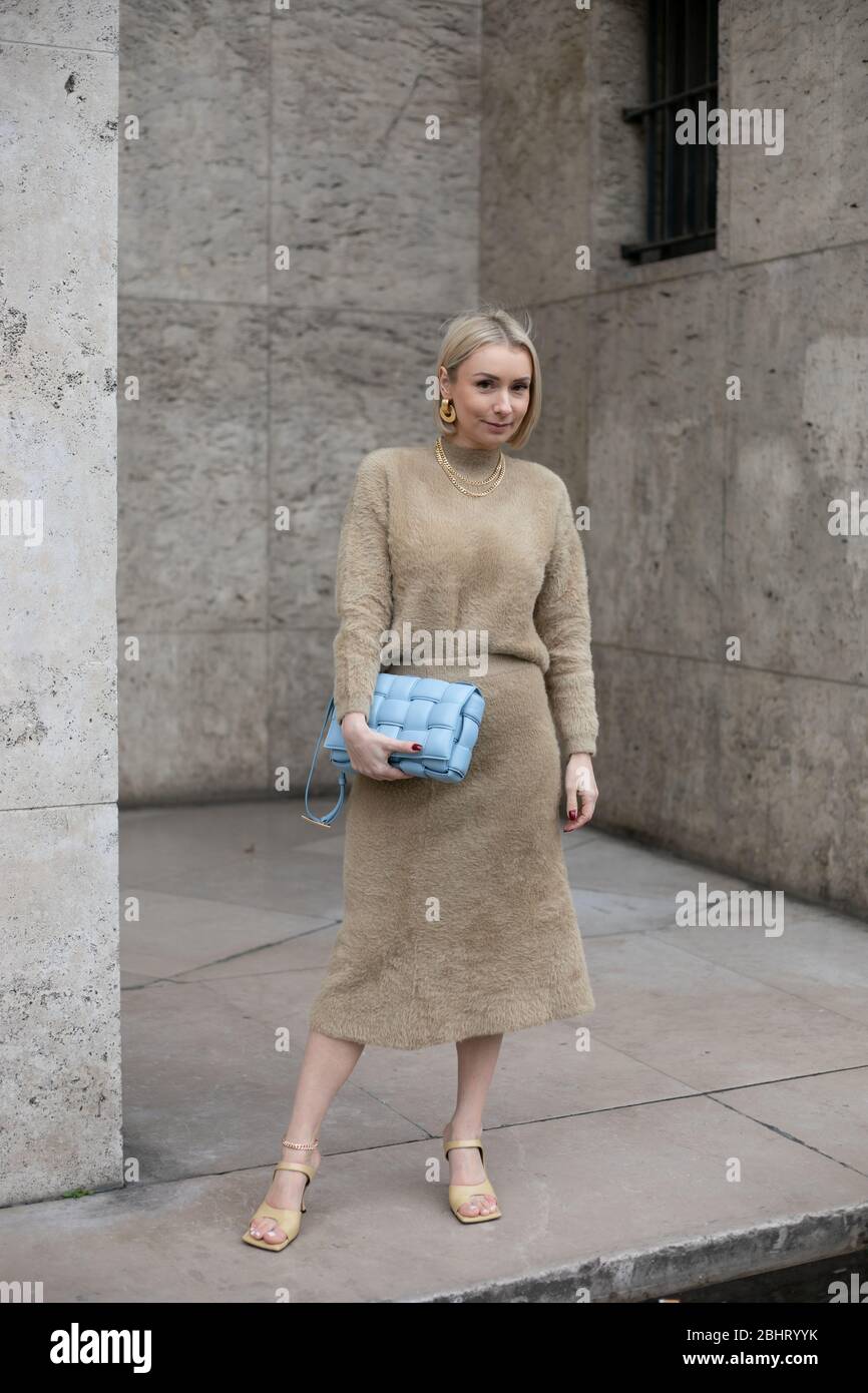 A chic showgoer attending the Victoria/Tomas show during Paris Fashion ...