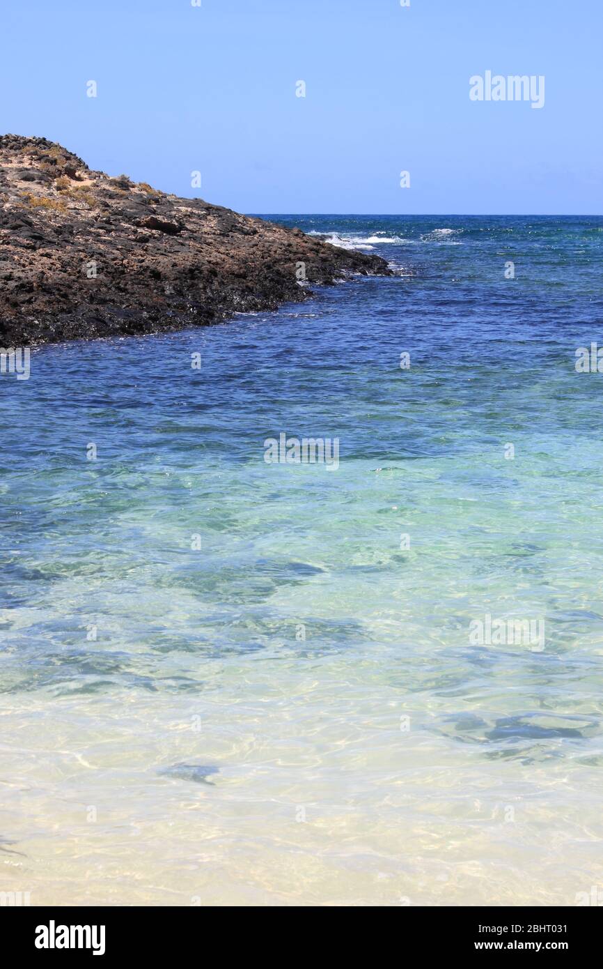 El Cotillo beach lagoon in Fuerteventura. Canary Islands, Spain Stock ...