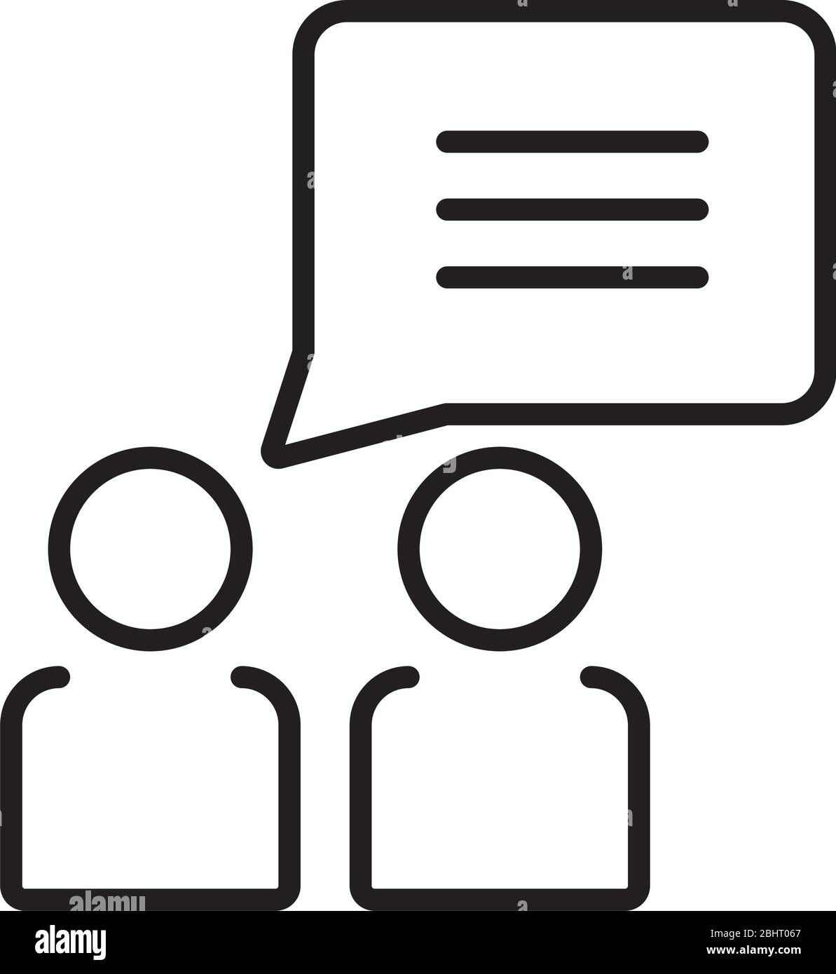 pictogram men and speech bubble icon over white background, line style ...
