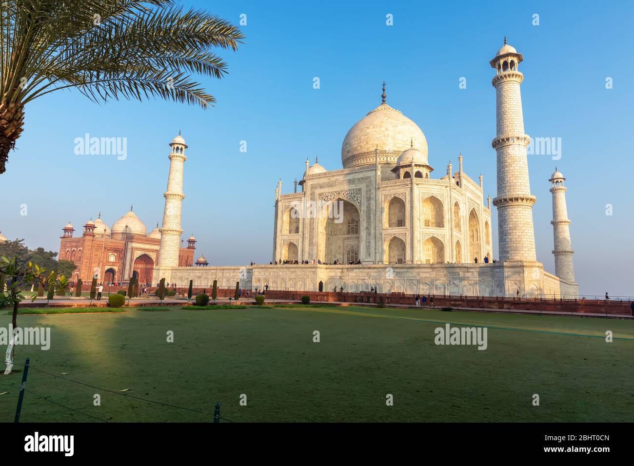 Taj Mahal view from the green garden, India, Agra Stock Photo - Alamy