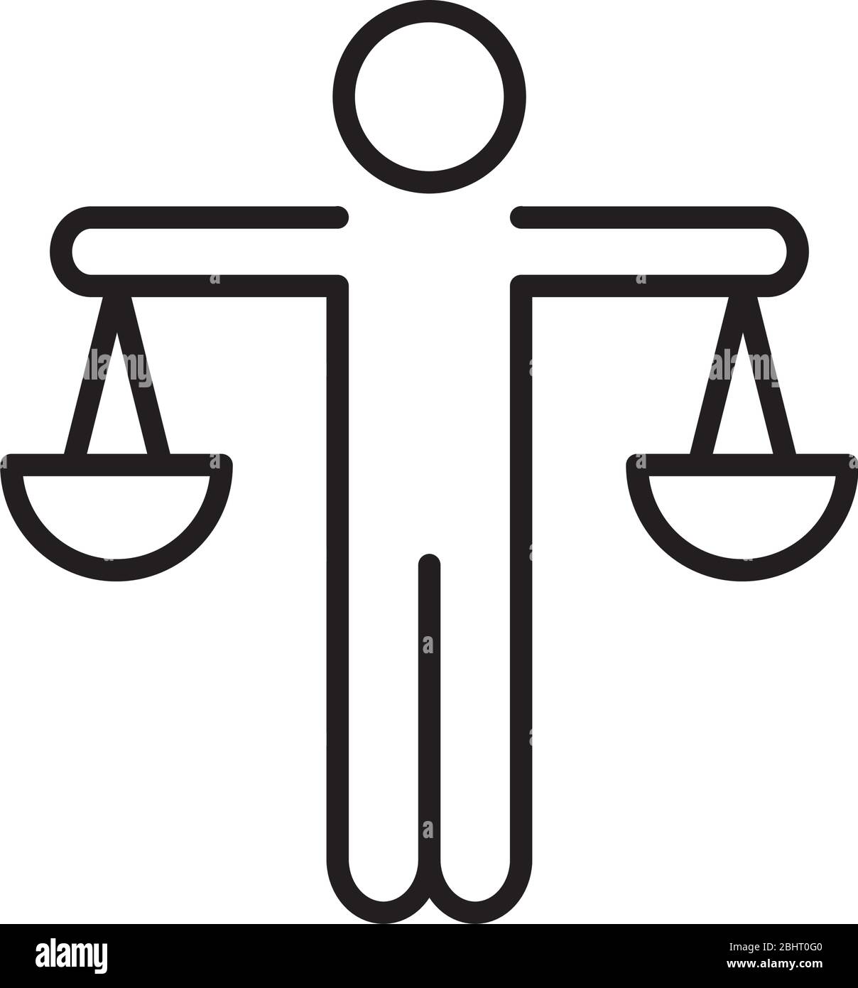 pictogram man with scale shape over white background, line style ...