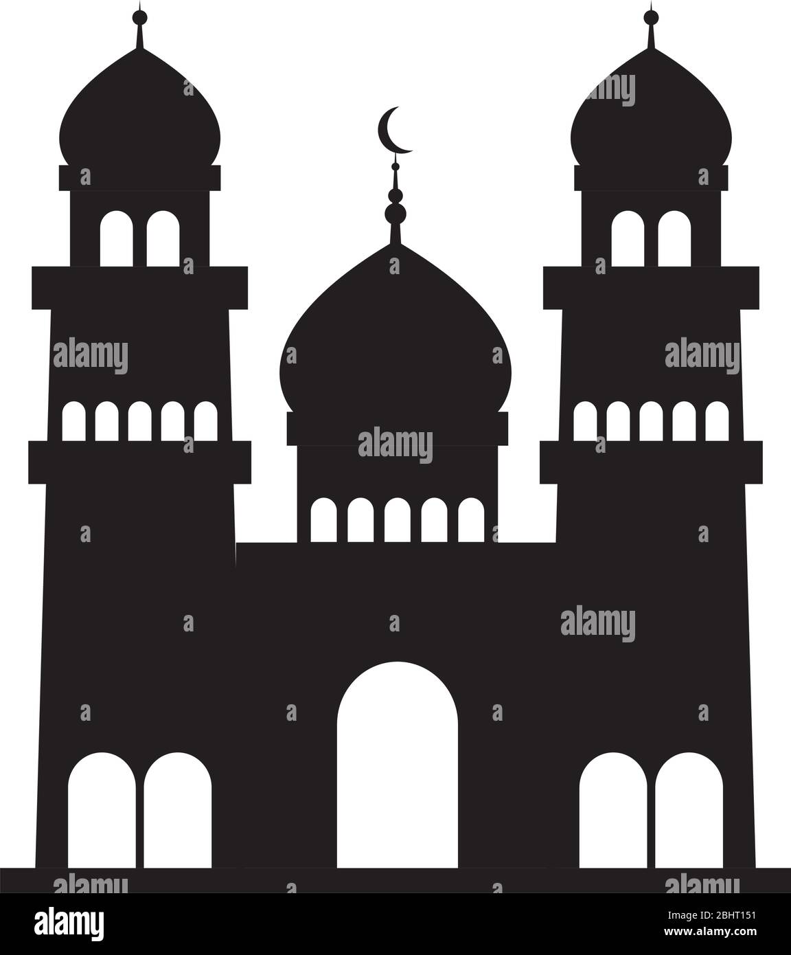 eid mubarak concept, islamic mosque icon over white background, line ...