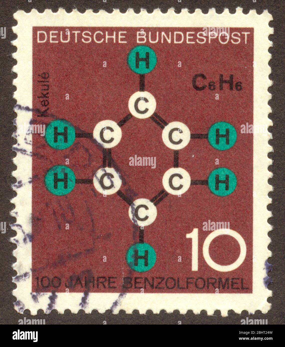 GERMANY -CIRCA 1964: The chemical formula of benzol, circa 1964 Stock ...