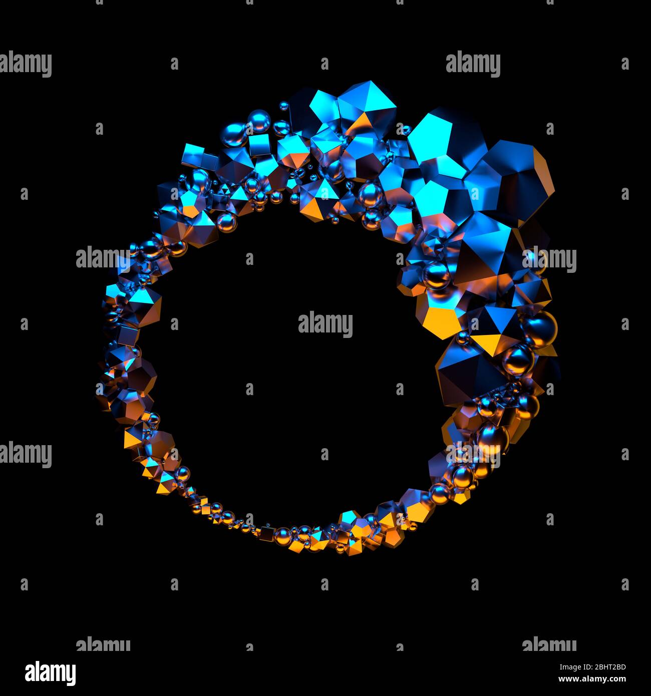 Abstract jewelry circular composition of low poly spheres and polygons ...