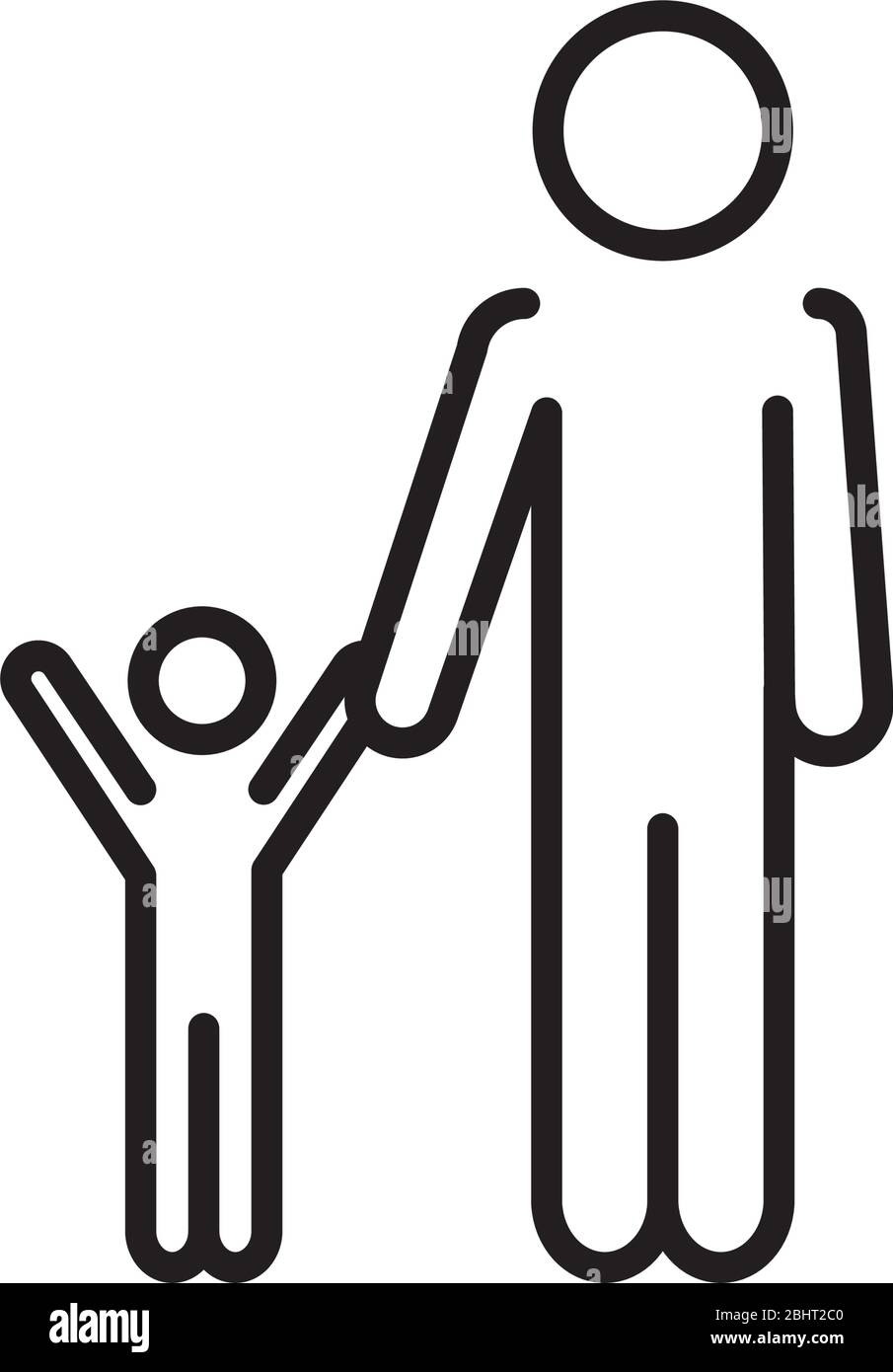 pictogram man with little kid icon over white background, line style ...