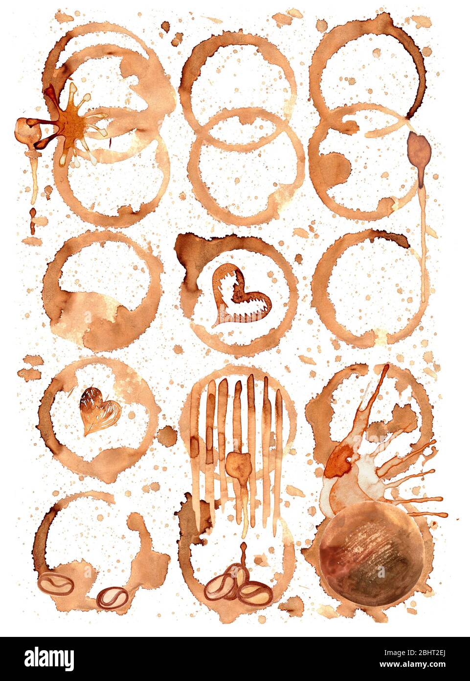 Coffee stain on a white background. Coffee cup marks on white ...