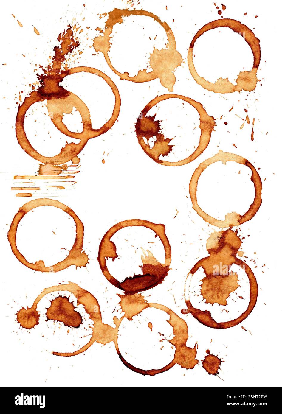Coffee stain on a white background. Coffee cup marks on white ...