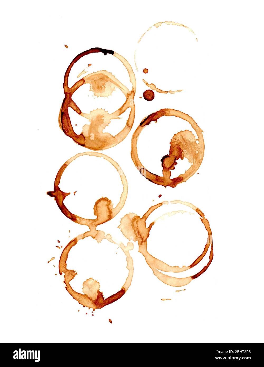 Coffee stain on a white background. Coffee cup marks on white ...