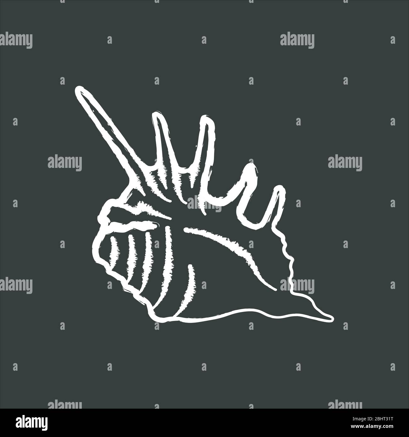 Spiked seashell chalk white icon on black background Stock Vector Image ...