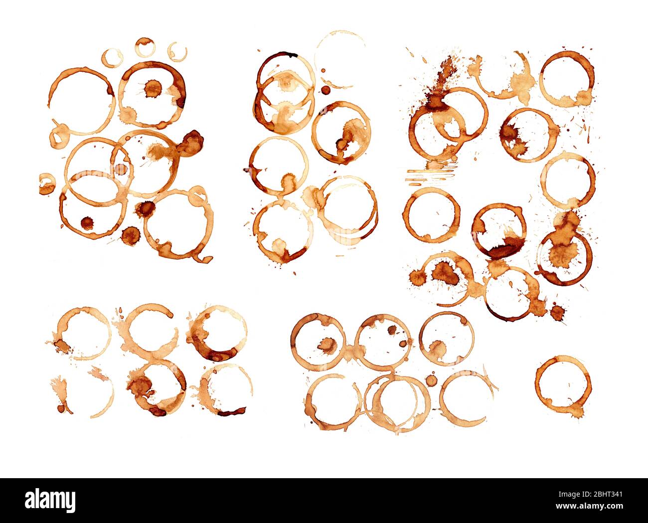 Coffee stain on a white background. Coffee cup marks on white ...