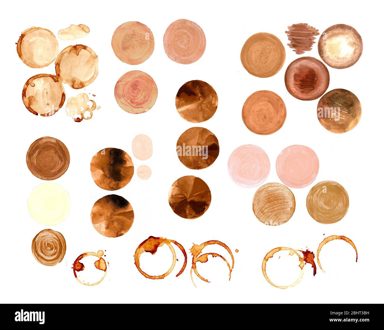 Coffee cup marks isolated on a white background Stock Photo - Alamy