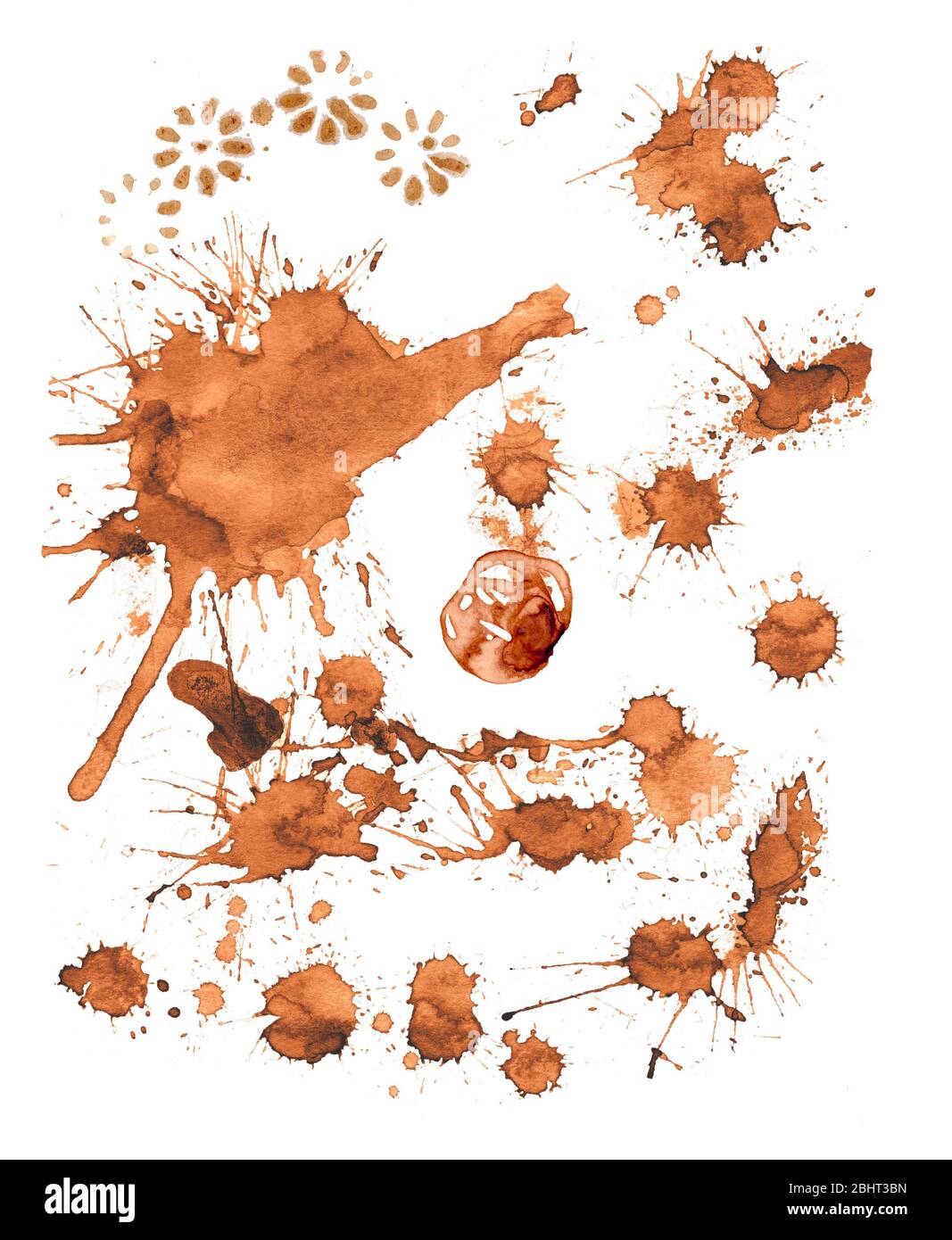 Coffee stains splashes isolated on white background. Coffee cup marks ...