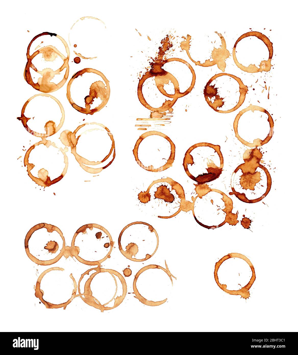 Coffee stain on a white background. Coffee cup marks on white ...