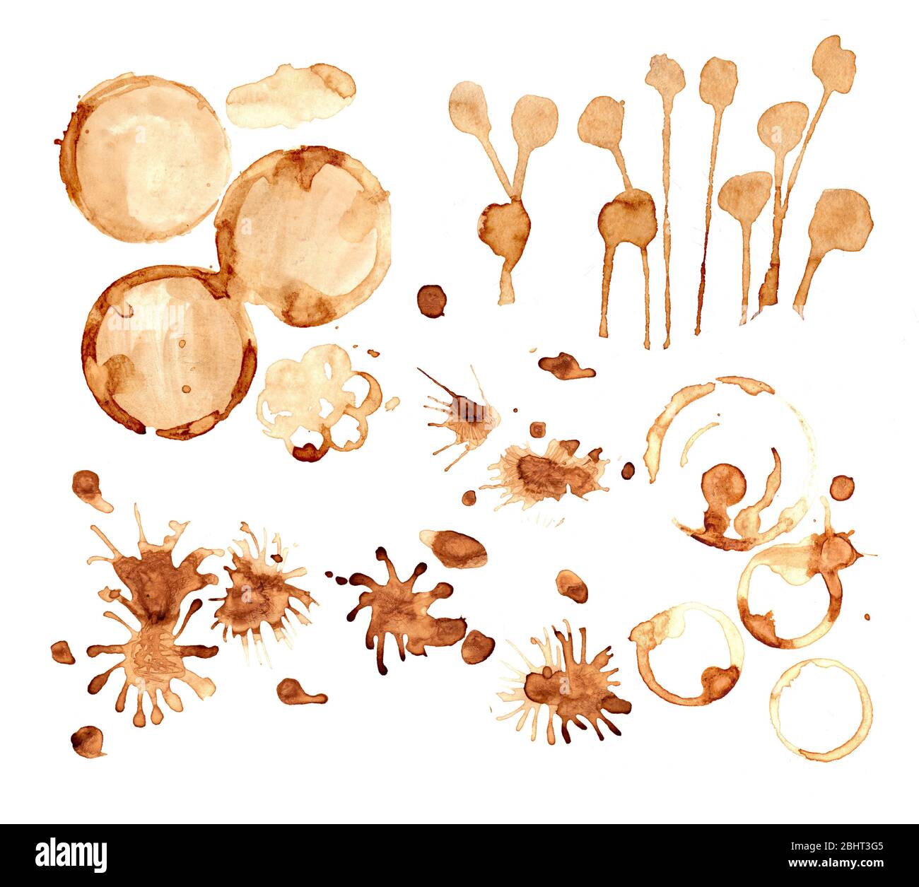 Coffee cup marks isolated on a white background Stock Photo - Alamy