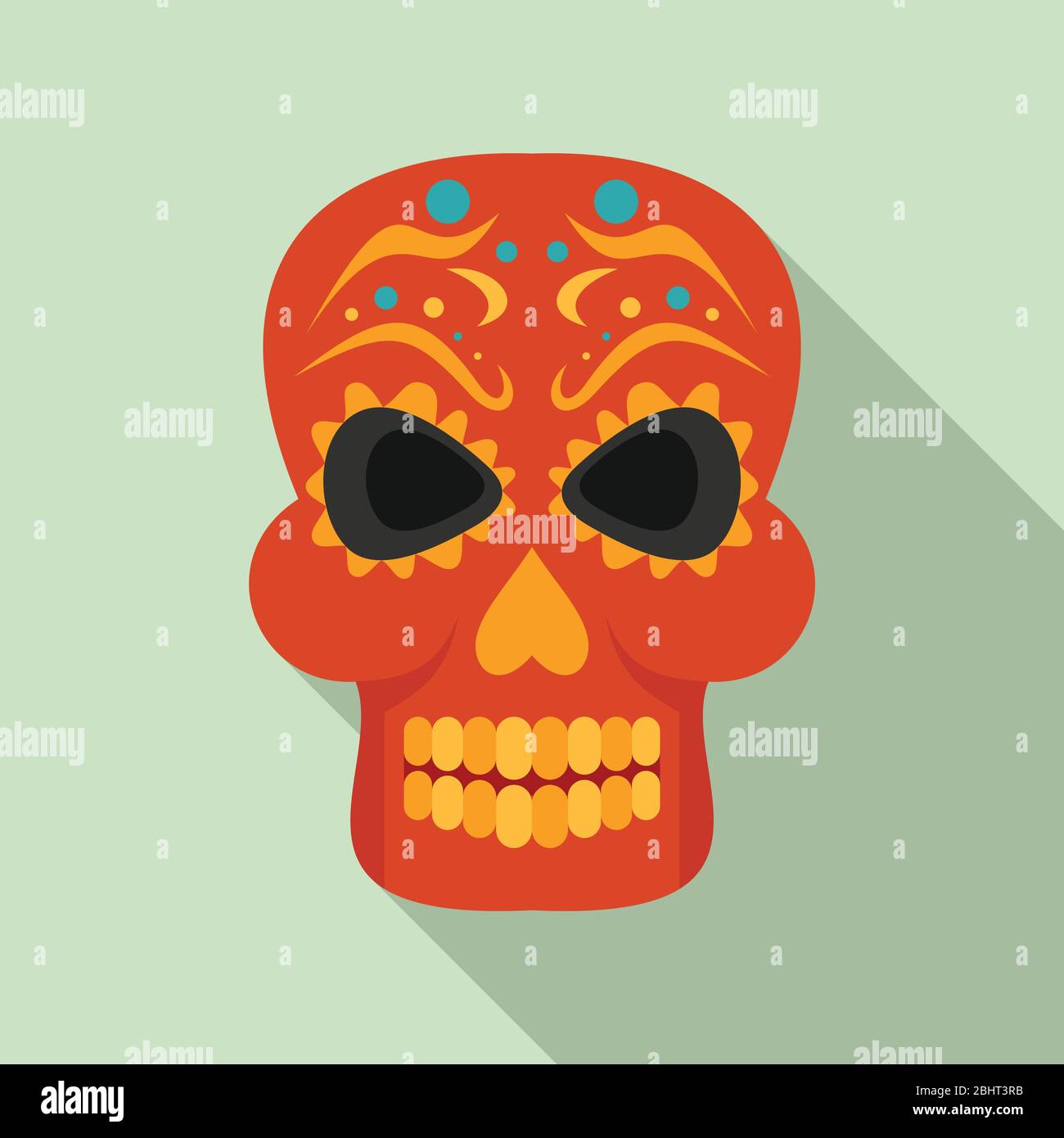 Dead mexican skull icon. Flat illustration of dead mexican skull vector ...