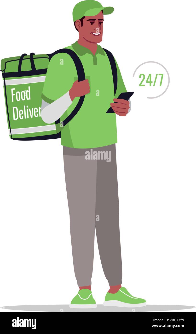 24 7 package delivery semi flat RGB color vector illustration Stock ...
