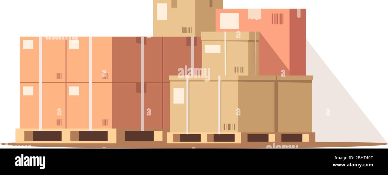 Cargo in warehouse semi flat RGB color vector illustration Stock Vector ...