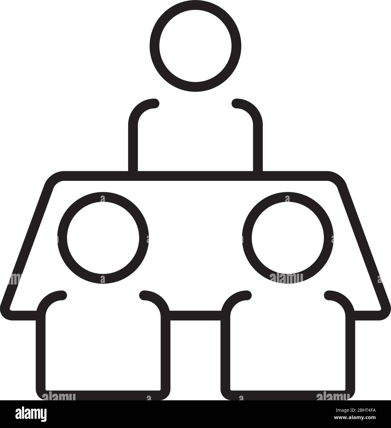 pictogram people sitting at table icon over white background, line ...