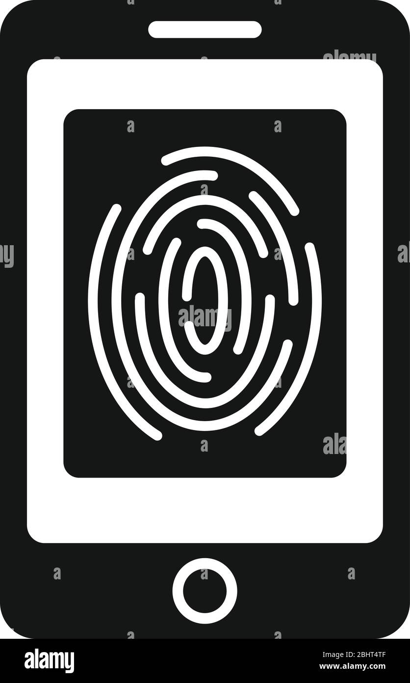 Smartphone fingerprint icon. Simple illustration of smartphone ...