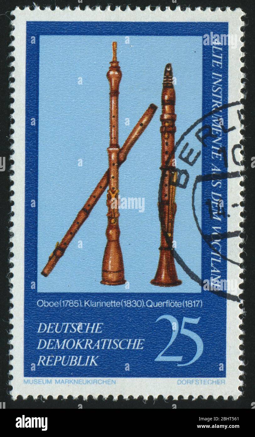 GERMANY - CIRCA 1977: stamp printed by Germany, shows oboe, clarinet ...
