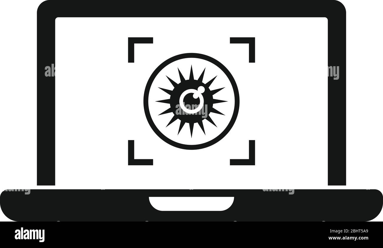 Laptop eye authentication icon. Simple illustration of laptop eye ...