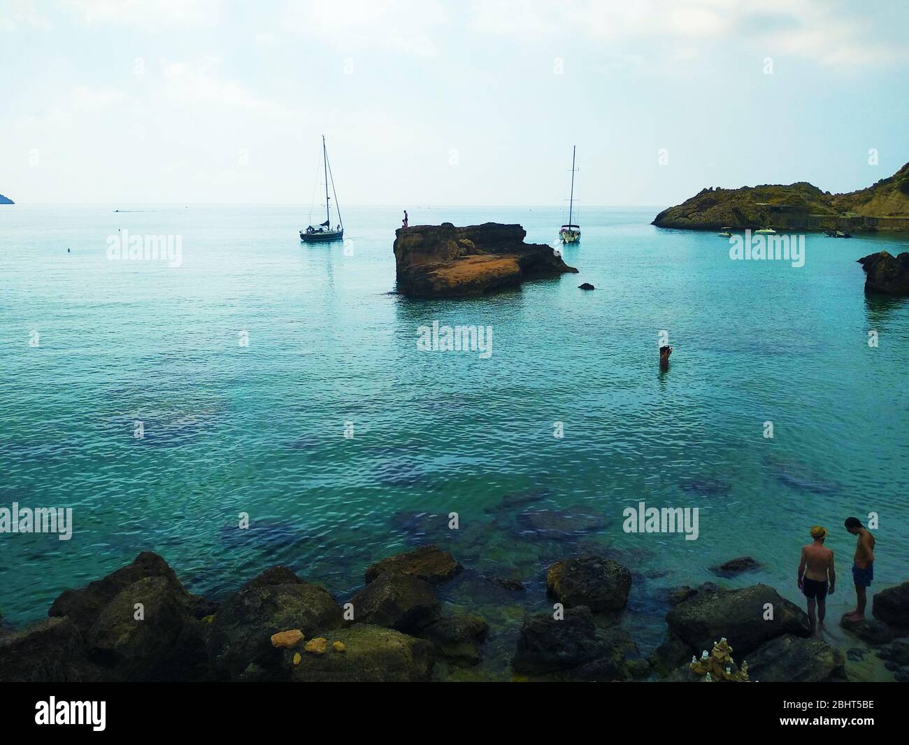 the dark blue water of the mediterranean sea of ibiza in spain Stock ...