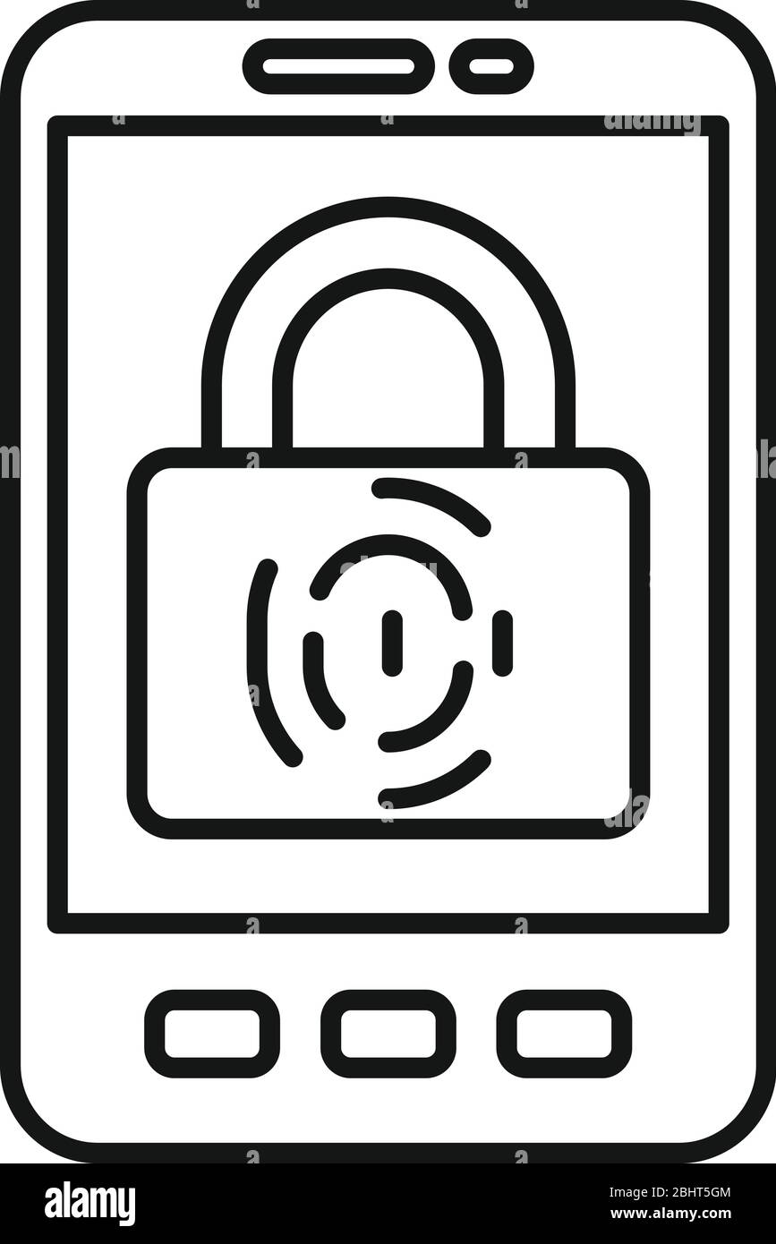 Smartphone biometric authentication icon. Outline smartphone biometric ... Smartphone biometric authentication icon. Outline smartphone biometric ...