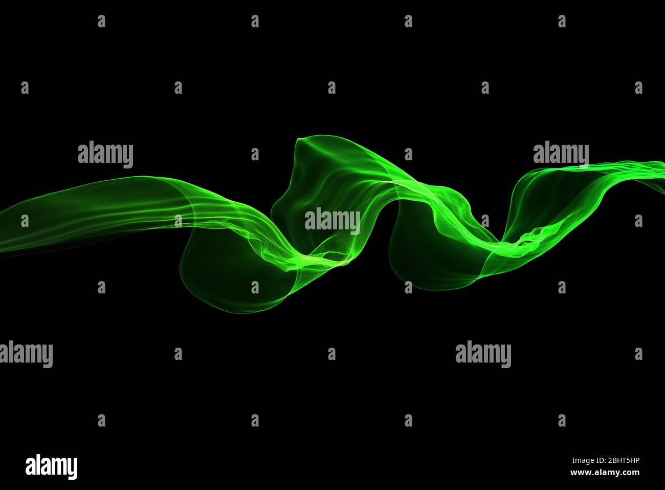 abstract Eco fresh green smoke flame helix isolated on black background ...