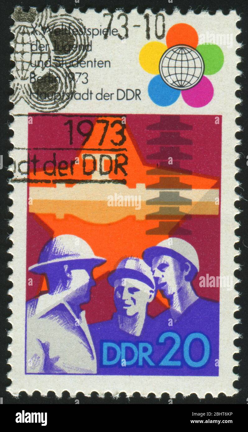 GERMANY- CIRCA 1973: stamp printed by Germany, shows Construction ...