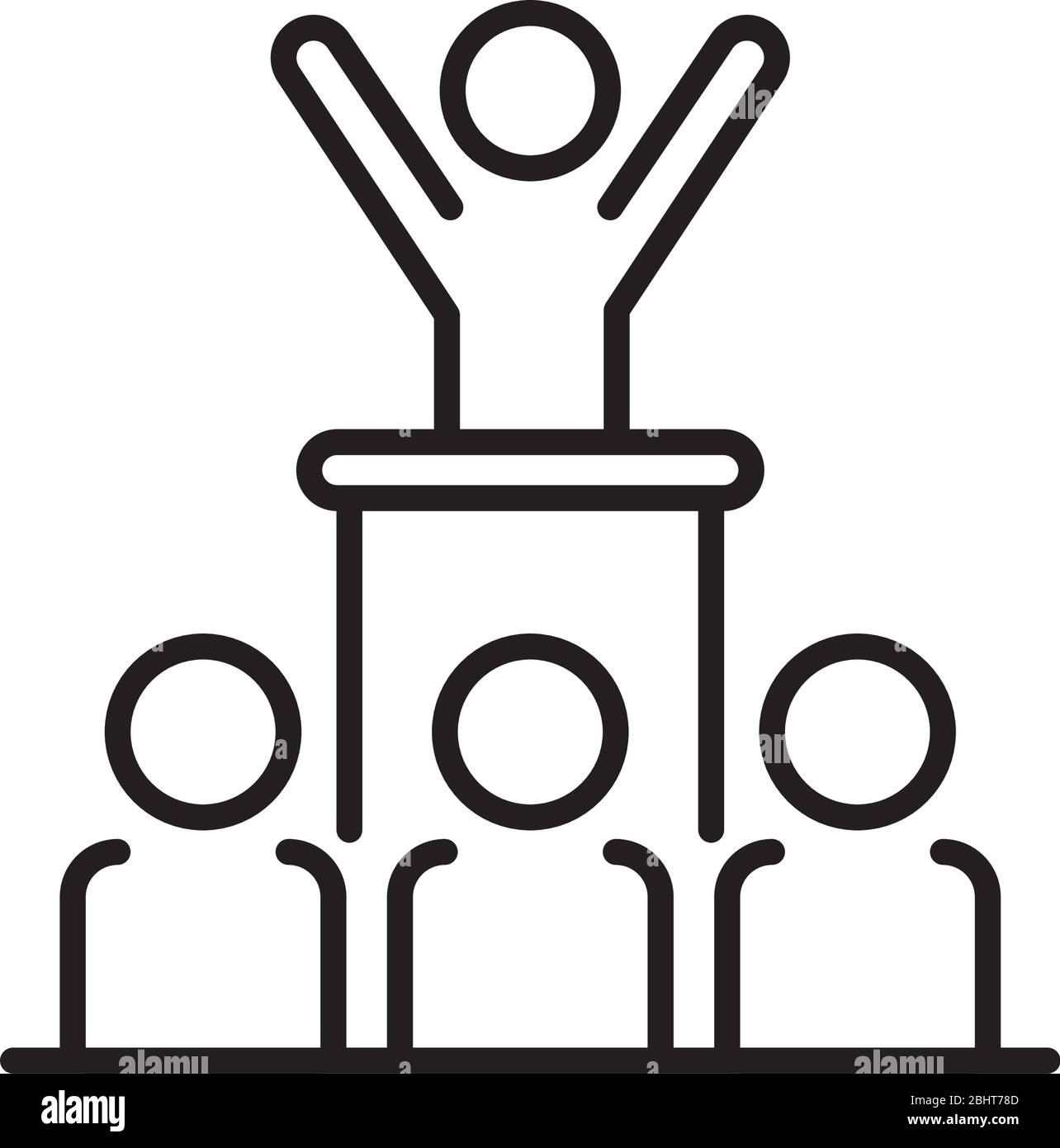 pictogram leader and people icon over white background, line style ...